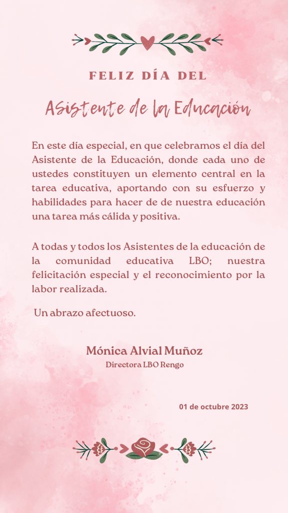 Feliz día del Asistente de la Educación – Liceo Bicentenario Oriente Rengo